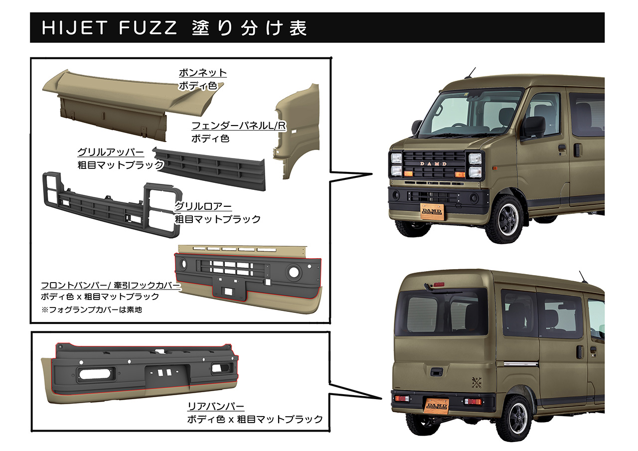 Hijet Fuzz DAIHATSU | エアロパーツ、ドレスアップのダムド | DAMD Inc.